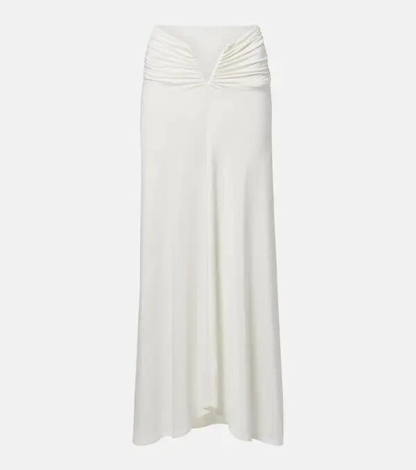 Jade Swim Skyla Ruched Jersey Maxi Skirt - White