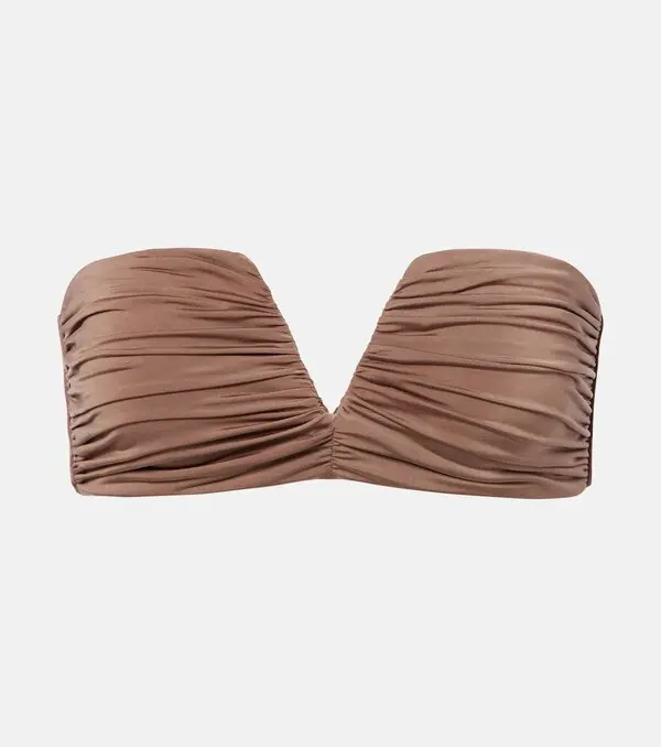 Jade Swim Clara Ruched Bandeau Bikini Top - Brown