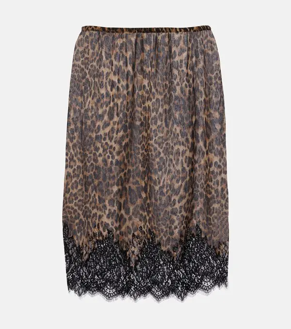 NILI LOTAN Thea Animal-print Midi Skirt - Brown