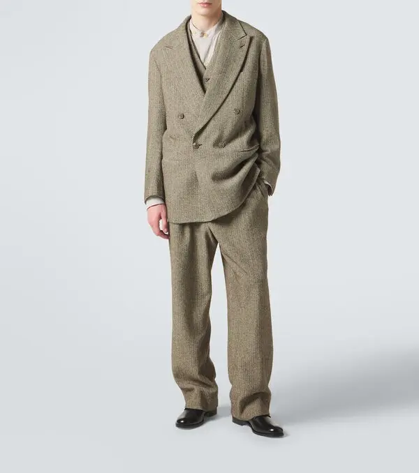 Giorgio Armani Archivio Cotton And Wool-blend Blazer - Brown