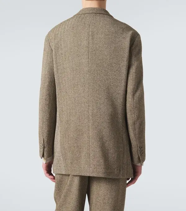 Giorgio Armani Archivio Cotton And Wool-blend Blazer - Brown
