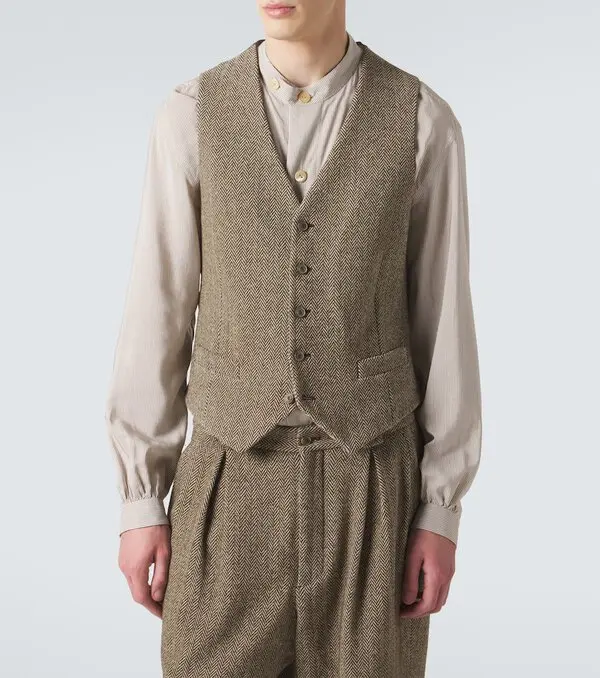 Giorgio Armani Archivio Cotton And Wool-blend Vest