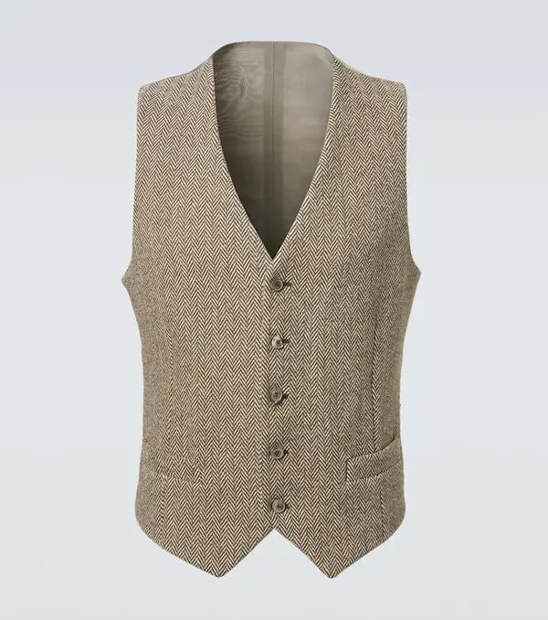 Giorgio Armani Archivio Cotton And Wool-blend Vest - Brown