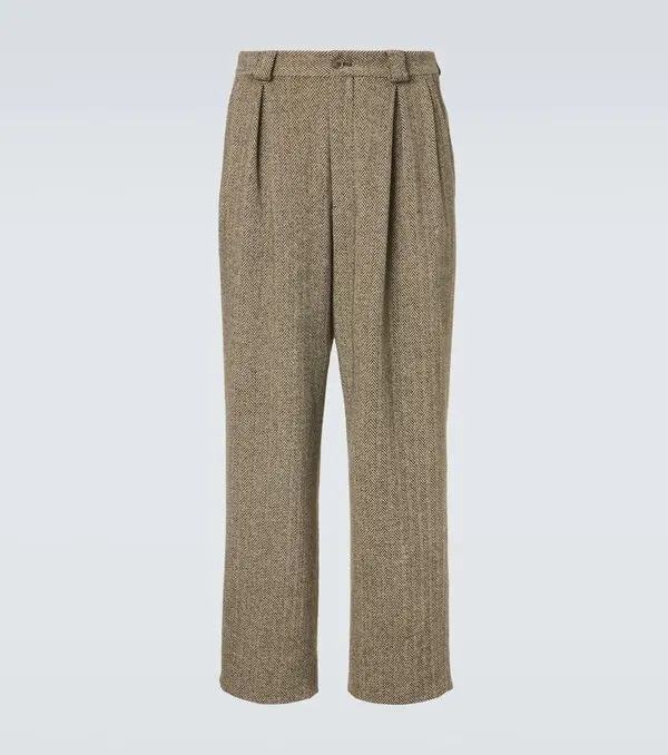 Giorgio Armani Archivio Cotton-blend Straight Leg Trousers - Brown