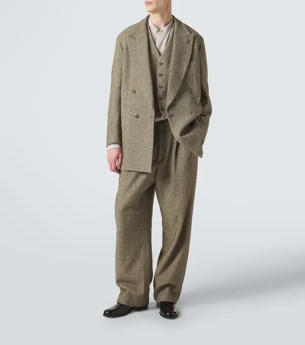 Giorgio Armani Archivio Cotton-blend Straight Leg Trousers - Brown