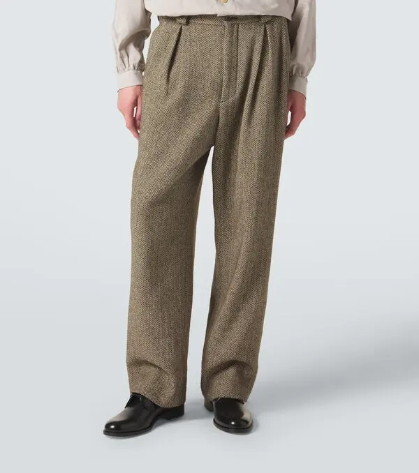 Giorgio Armani Archivio Cotton-blend Straight Leg Trousers - Brown