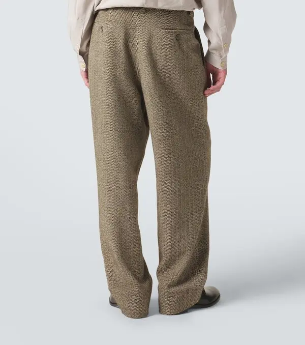 Giorgio Armani Archivio Cotton-blend Straight Leg Trousers - Brown