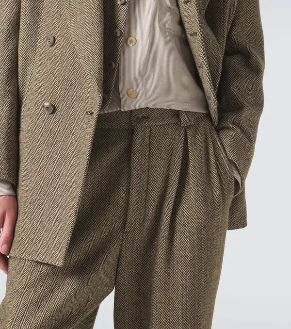 Giorgio Armani Archivio Cotton-blend Straight Leg Trousers - Brown