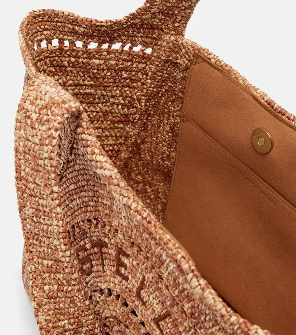 Stella McCartney Logo Raffia Tote Bag - Neutrals