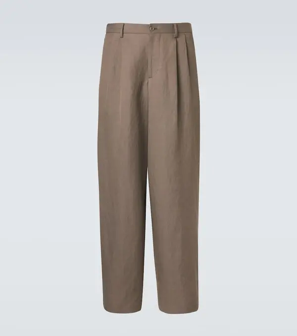 Giorgio Armani Archivio Linen-blend Straight Pants - Brown