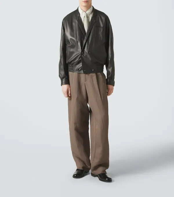 Giorgio Armani Archivio Linen-blend Straight Pants - Brown