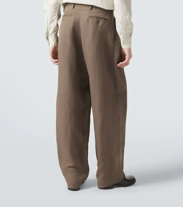 Giorgio Armani Archivio Linen-blend Straight Pants - Brown