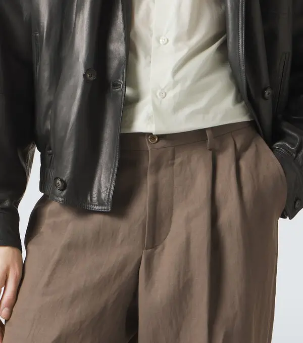 Giorgio Armani Archivio Linen-blend Straight Pants - Brown