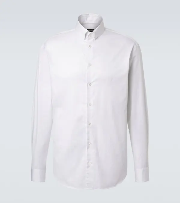 Giorgio Armani Archivio Pinstripe Cotton Shirt - White
