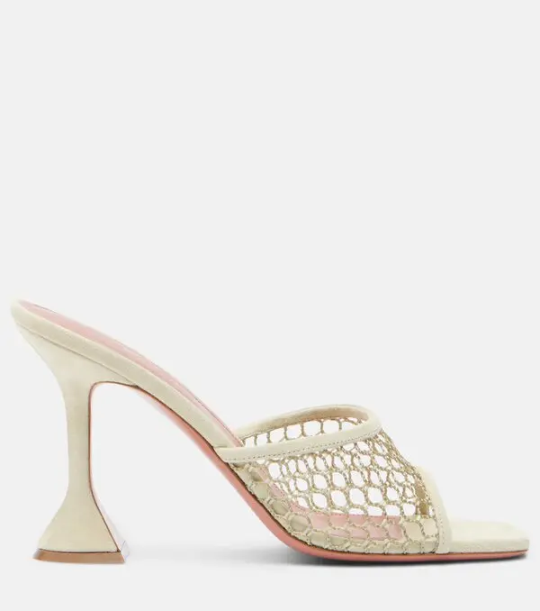 Amina Muaddi Lupita Leather-trimmed Sandals
