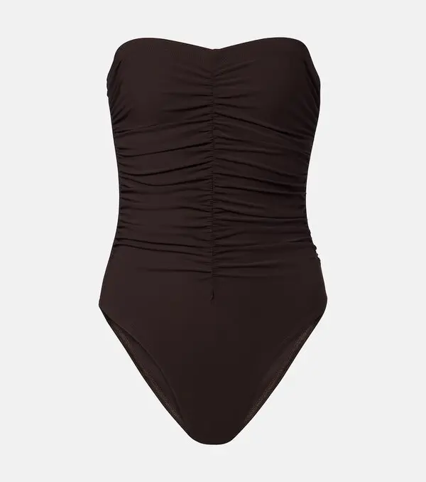 KARLA COLLETTO Ruched Bandeau One-piece Swimsuit - Brown