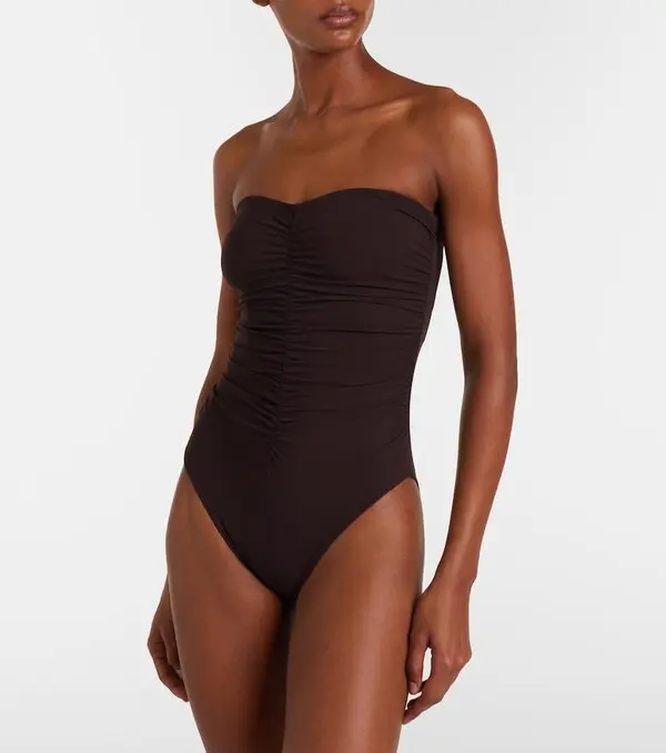 KARLA COLLETTO Ruched Bandeau One Piece Swimsuit - Brown