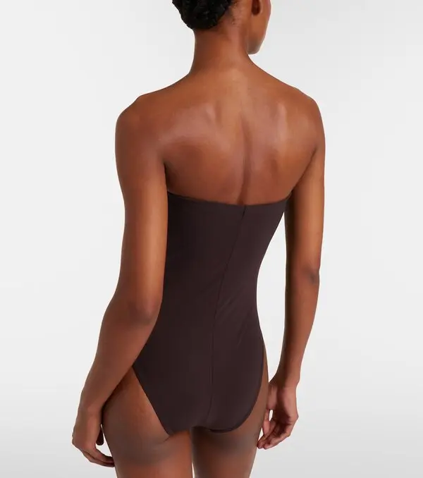 KARLA COLLETTO Ruched Bandeau One Piece Swimsuit - Brown