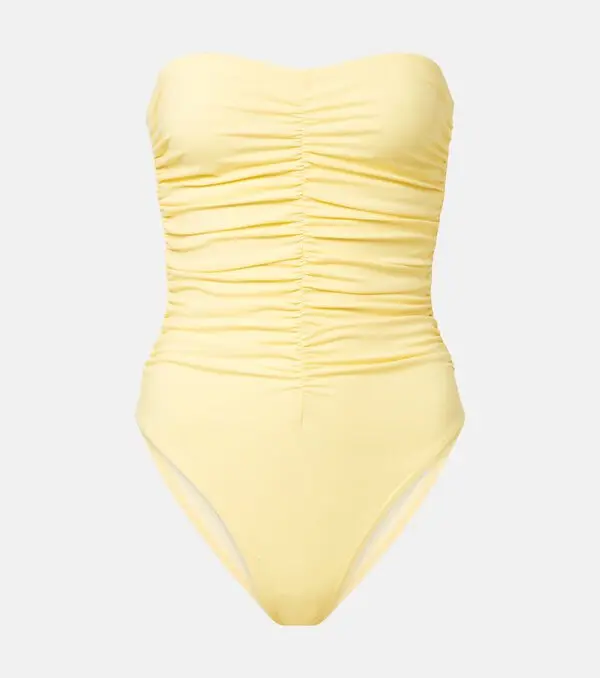 KARLA COLLETTO Ruched Bandeau One-piece Swimsuit - Yellow