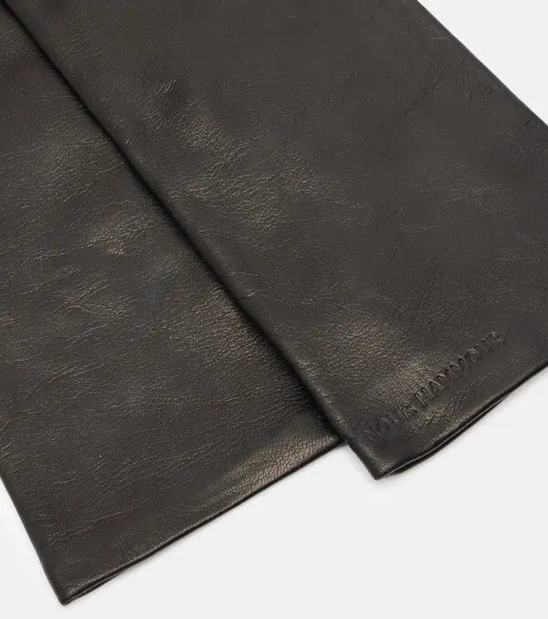 Nour Hammour Leather Gloves - Black