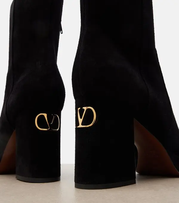 Valentino Garavani Fawcette Vlogo Suede Ankle Boots - Black