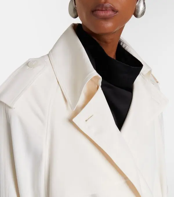 THE FRANKIE SHOP Elva Cropped Trench Coat - White