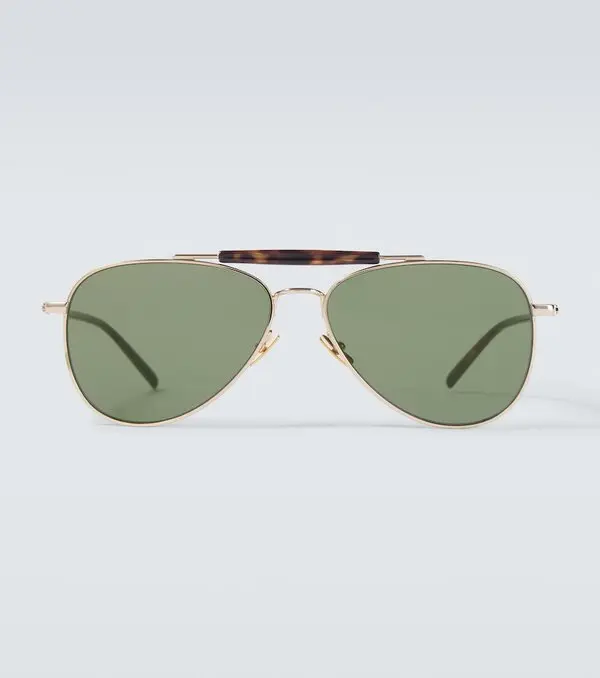 Saint Laurent Sl Logo Aviator Sunglasses - Gold