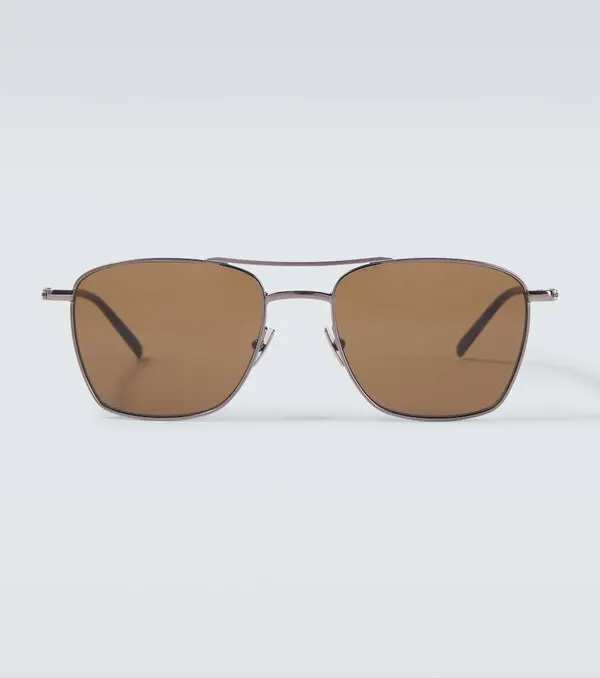 Saint Laurent Sl Logo Aviator Sunglasses - Silver