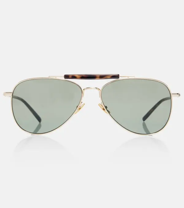 Saint Laurent Sl Logo Aviator Sunglasses - Gold
