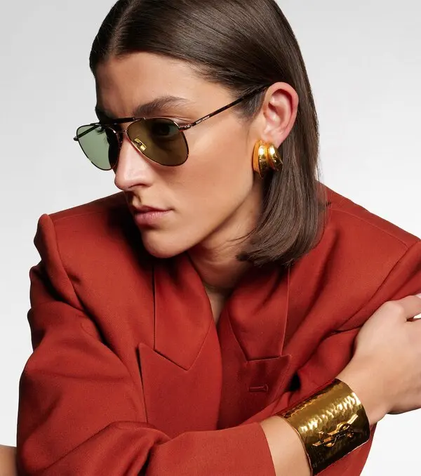 Saint Laurent Sl Logo Aviator Sunglasses