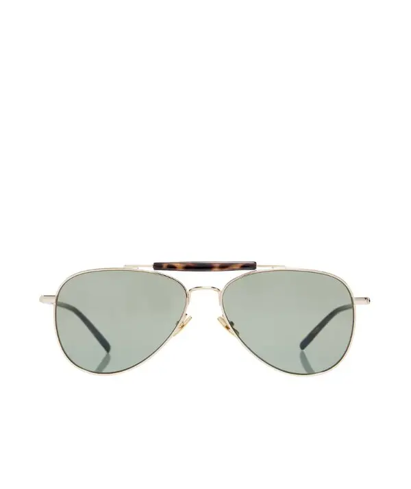 Saint Laurent Sl Logo Aviator Sunglasses - Gold