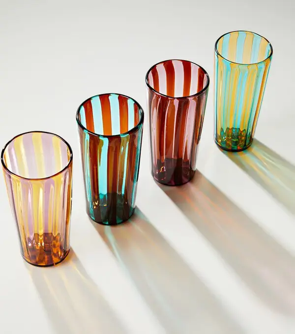 AKUA OBJECTS Augusta Set Of 4 Striped Glasses