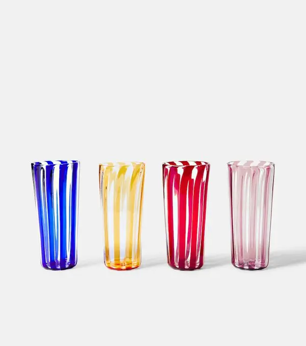 AKUA OBJECTS Augusta Large Set Of 4 Striped Glasses