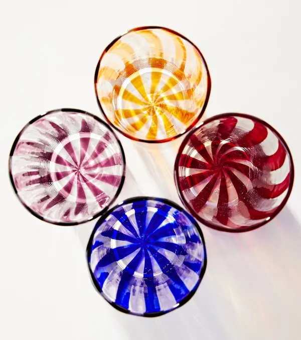 AKUA OBJECTS Augusta Large Set Of 4 Striped Glasses