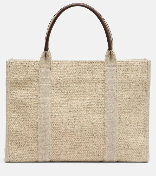 THE ROW Georgia Medium Leather-trimmed Tote Bag - Beige