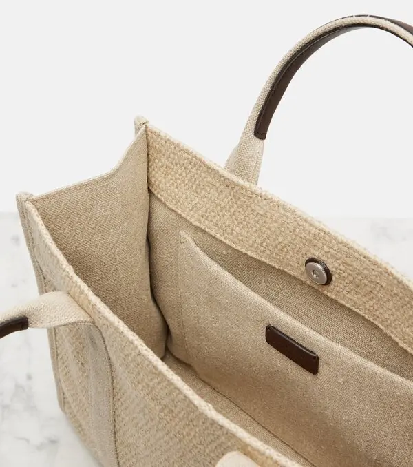 THE ROW Georgia Medium Leather-trimmed Tote Bag - Beige