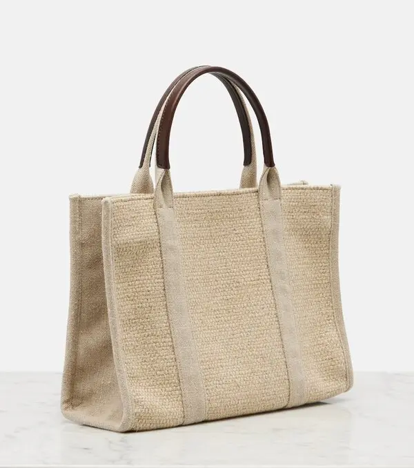 THE ROW Georgia Medium Leather-trimmed Tote Bag - Beige