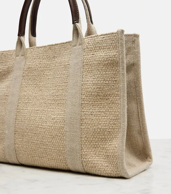 THE ROW Georgia Medium Leather-trimmed Tote Bag - Beige