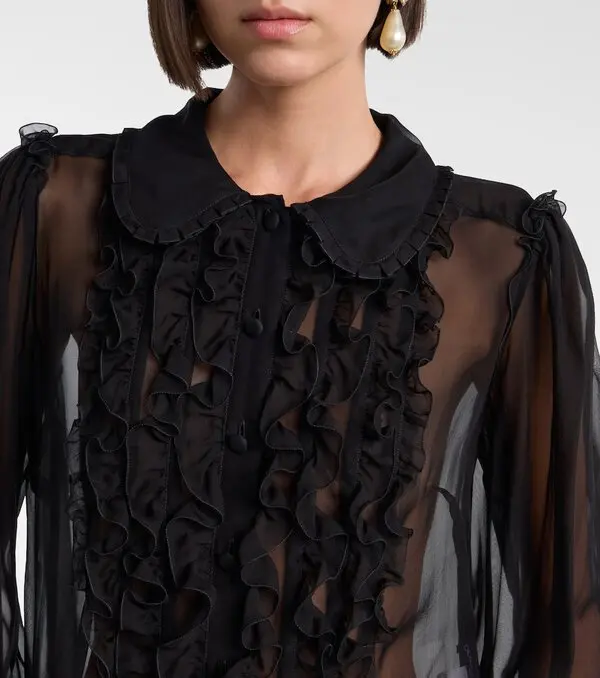 Dolce & Gabbana Ruffled Sheer Silk Blouse