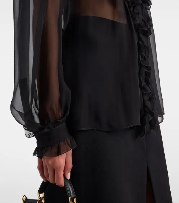 Dolce & Gabbana Ruffled Sheer Silk Blouse