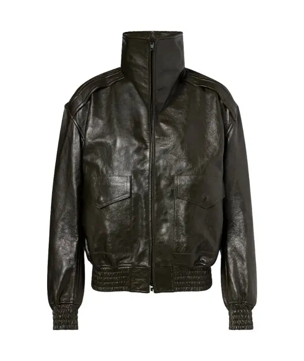 Phoebe Philo Leather Biker Jacket - Green