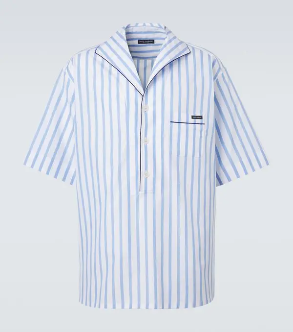 Dolce & Gabbana Striped Cotton And Silk Poplin Shirt - Blue