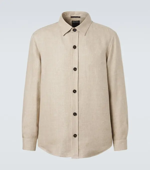 Zegna Cashmere, Linen, And Silk Overshirt - Beige