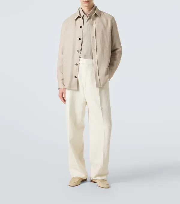 Zegna Cashmere, Linen, And Silk Overshirt - Beige