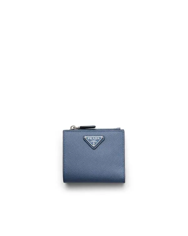 Prada Small Saffiano Leather Wallet - Blue