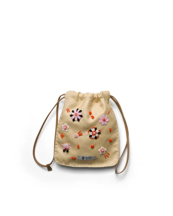 Prada Embroidered Canvas Smartphone Case - Neutral