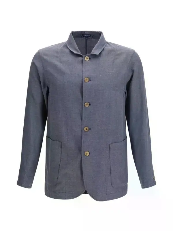 FINAMORE 1925 Button-up Patch-pocket Jacket - Blue