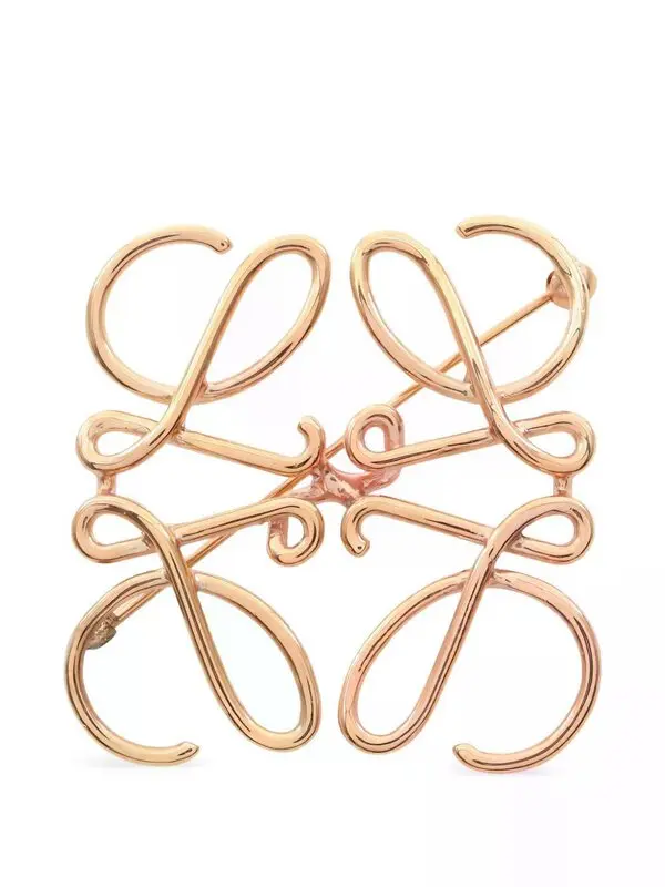 Loewe 2000s Anagram Gold-plated Brooch - Pink