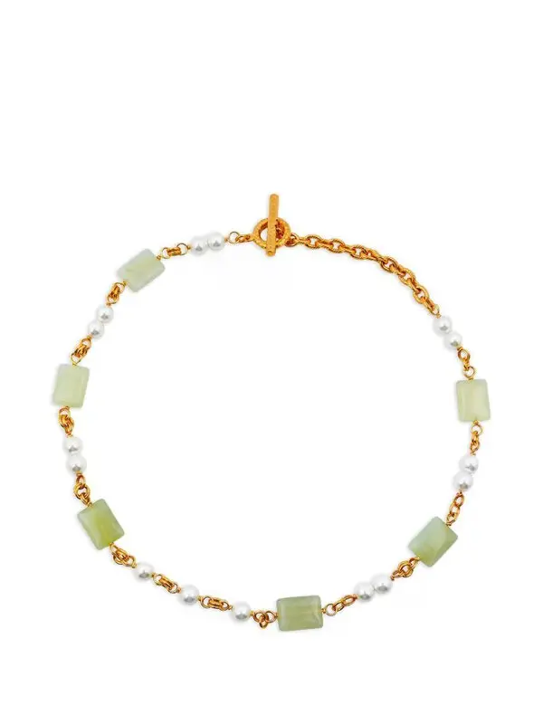 BEN-AMUN Pearl-embellished Stone Necklace - Gold