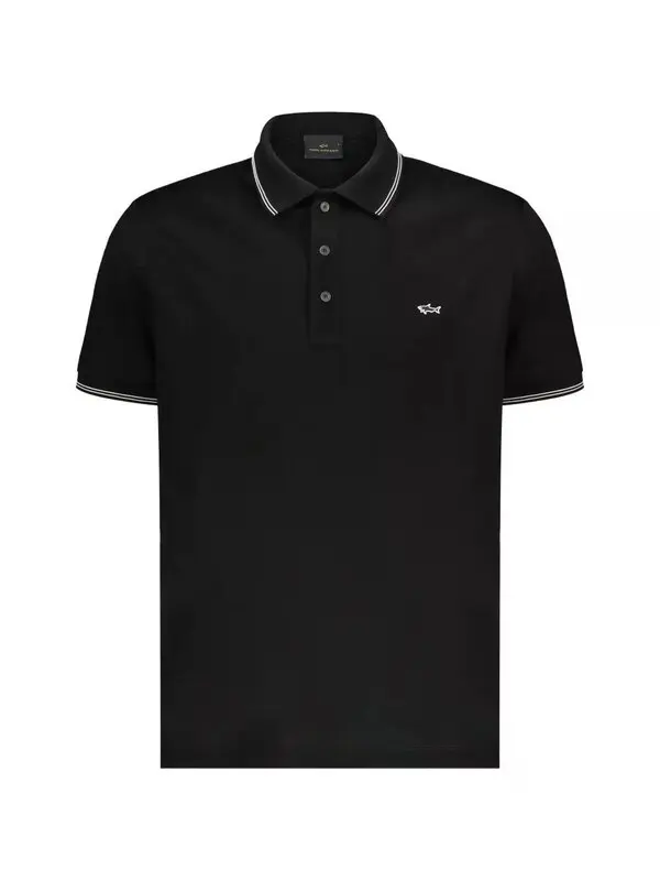Paul & Shark Logo-embroidered Tipped Polo Shirt - Black